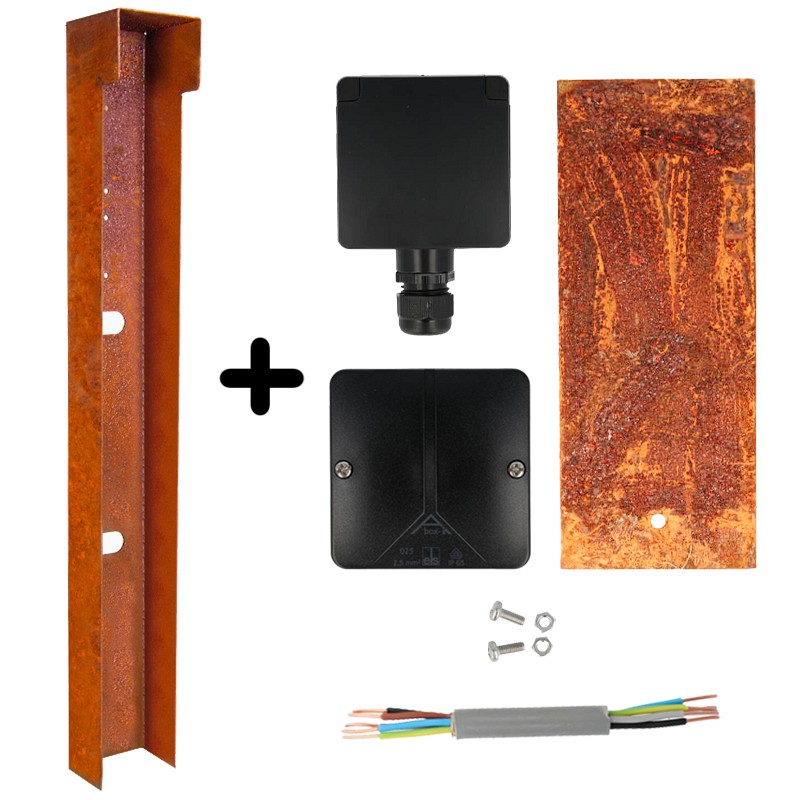 Tuinpaal - pro+ enkel met kabeldoos, afdekkap en installatiedraad ...